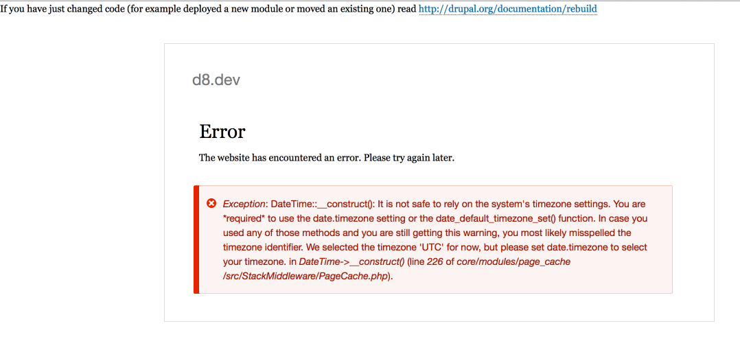 Installer warning: date_default_timezone_get(): It is not safe to rely on the system's timezone ...